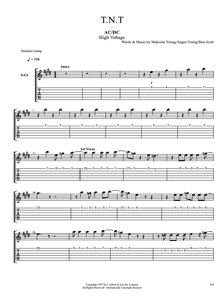 ACDC - TNT Guitar Score With Tab | PDF