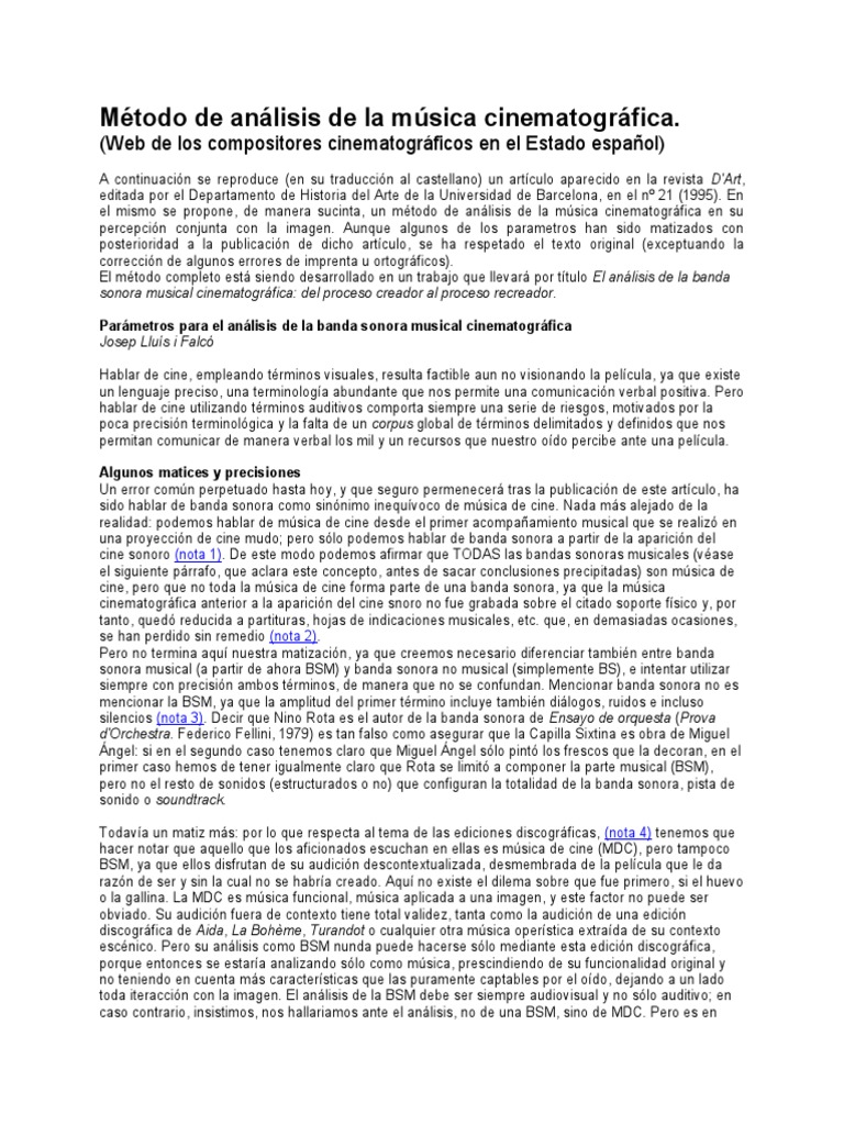 Metodo de Analisis de La Musica Cinematografica | PDF | Teatro musical ...