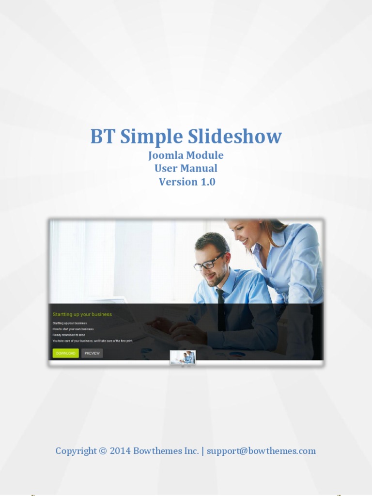 BT Simple Slideshow User Manual 1.0 | PDF | Joomla | Cascading Style Sheets