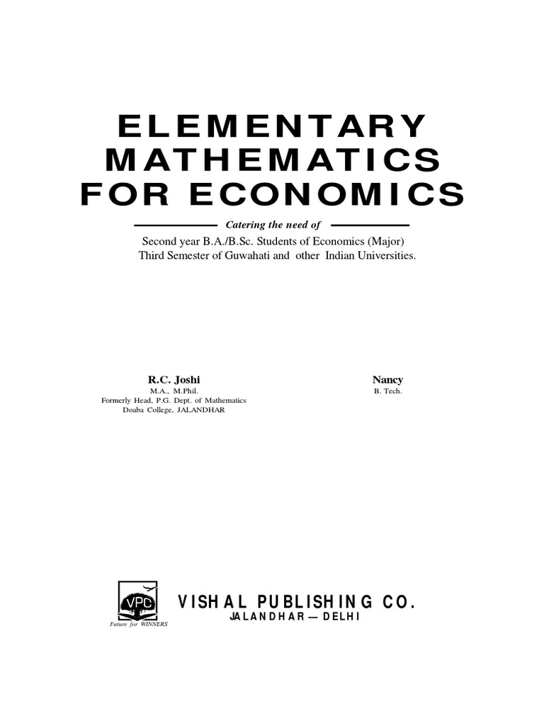 Elementary Mathematics For Economics | PDF | Matrix (Mathematics ...