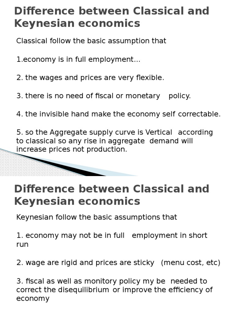 Difference Between Classical and Keynesian Economics | PDF | Full ...