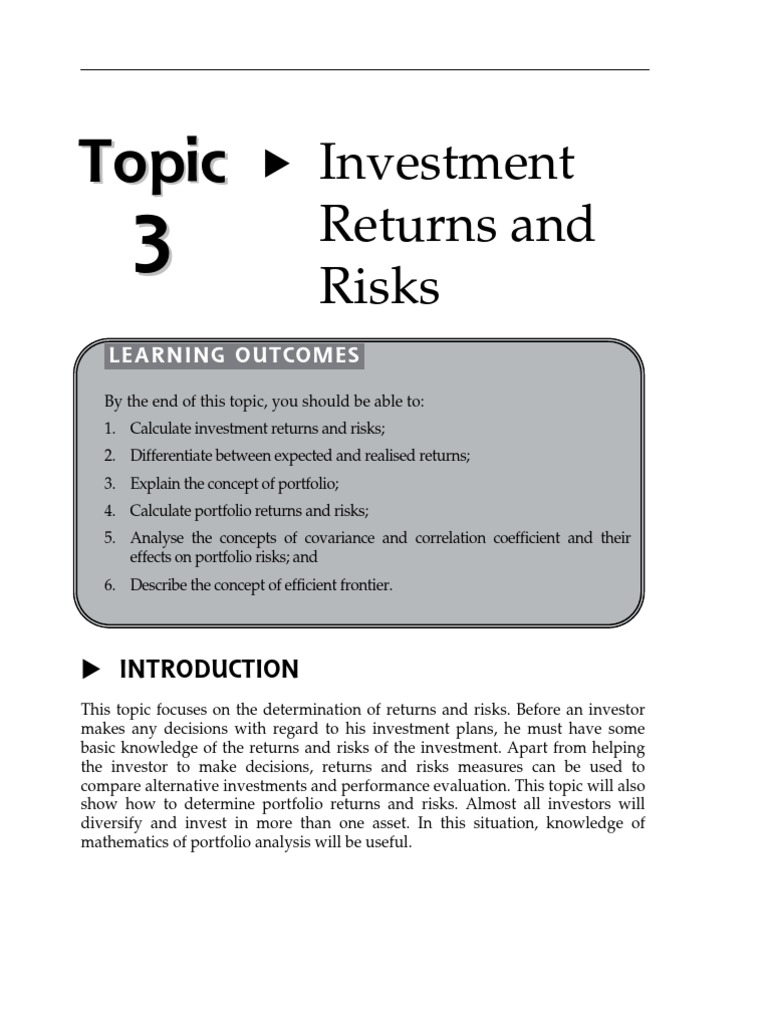 Topic 3 Investment Analysis | PDF | Diversification (Finance ...