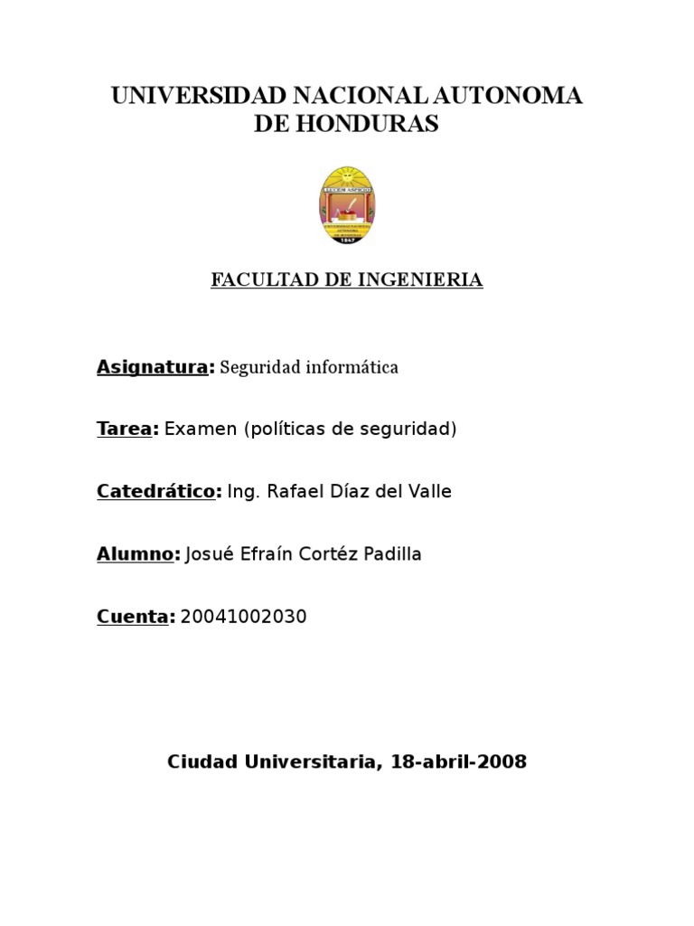 EXAMEN Seguridad Informatica | PDF | Contraseña | Ingeniería Social ...