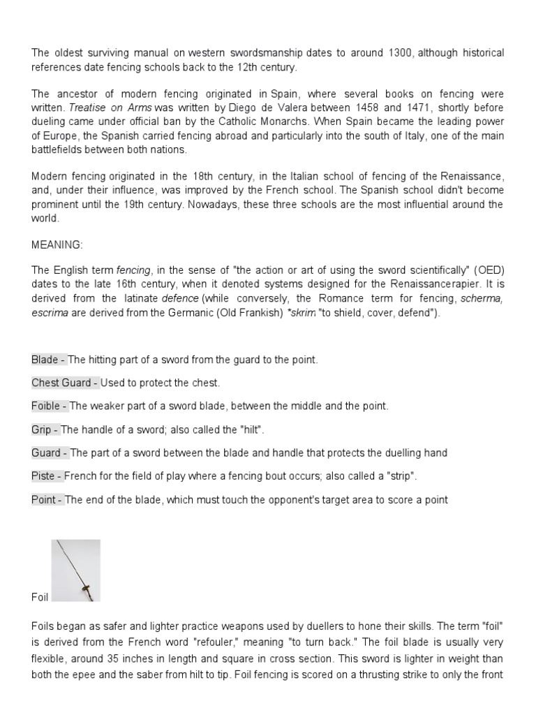 Fencingsadsada | PDF | Fencing | Sword