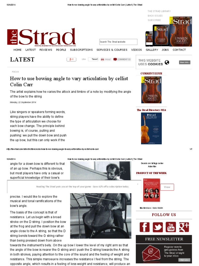 How To Use Bowing Angle To Vary Articulation by Cellist Colin Carr ...