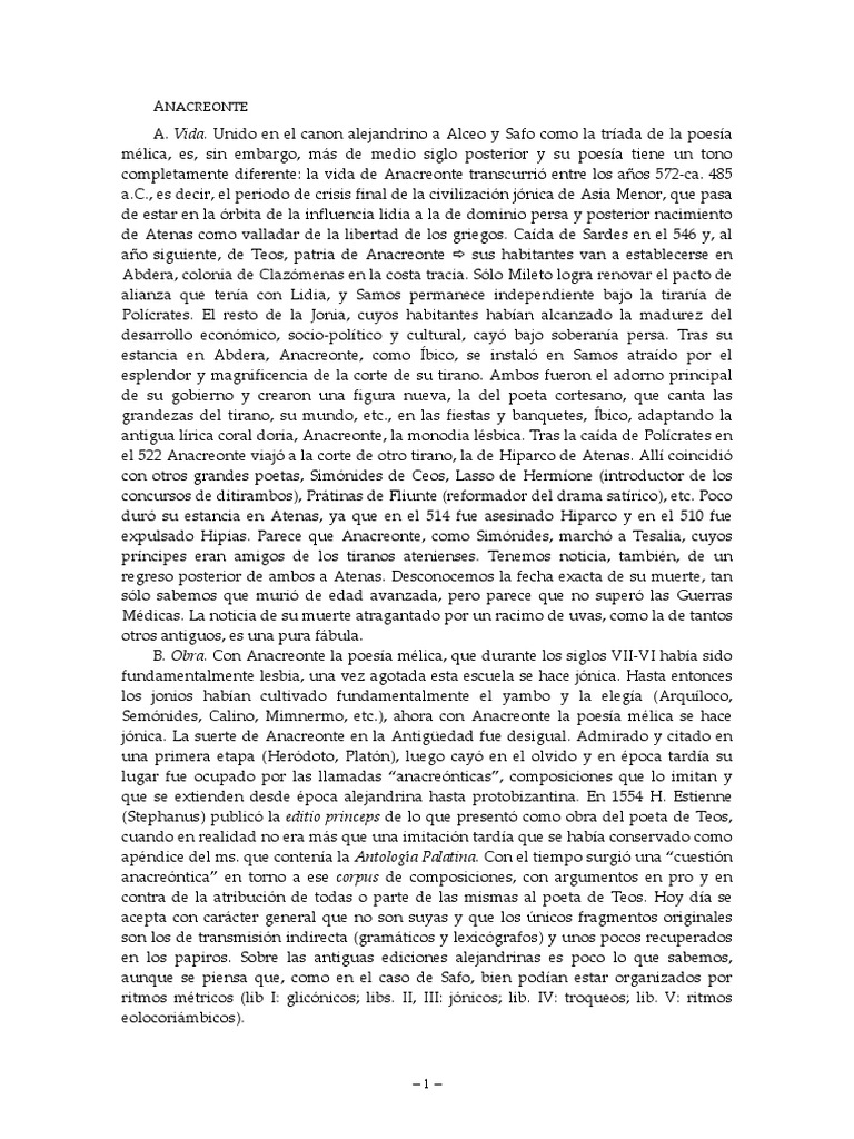 Textos Griegos II - Tema 06 - Introducción a Anacreonte | Poesía ...