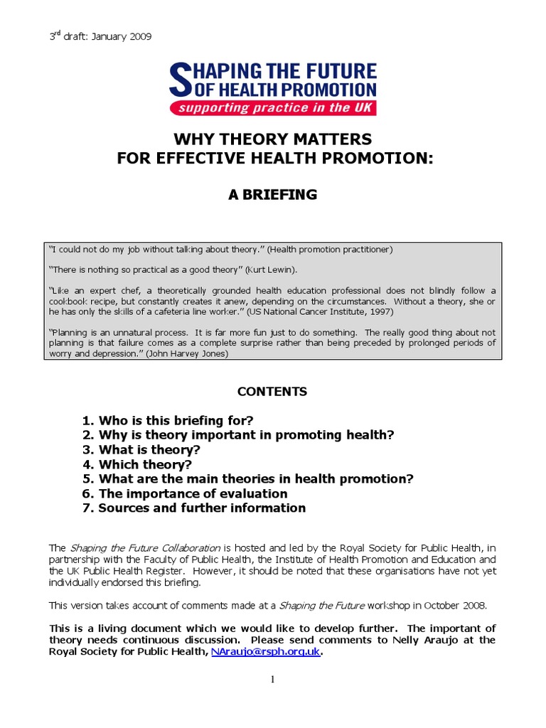 Why Theory Matters | Download Free PDF | Health Promotion | Behavior