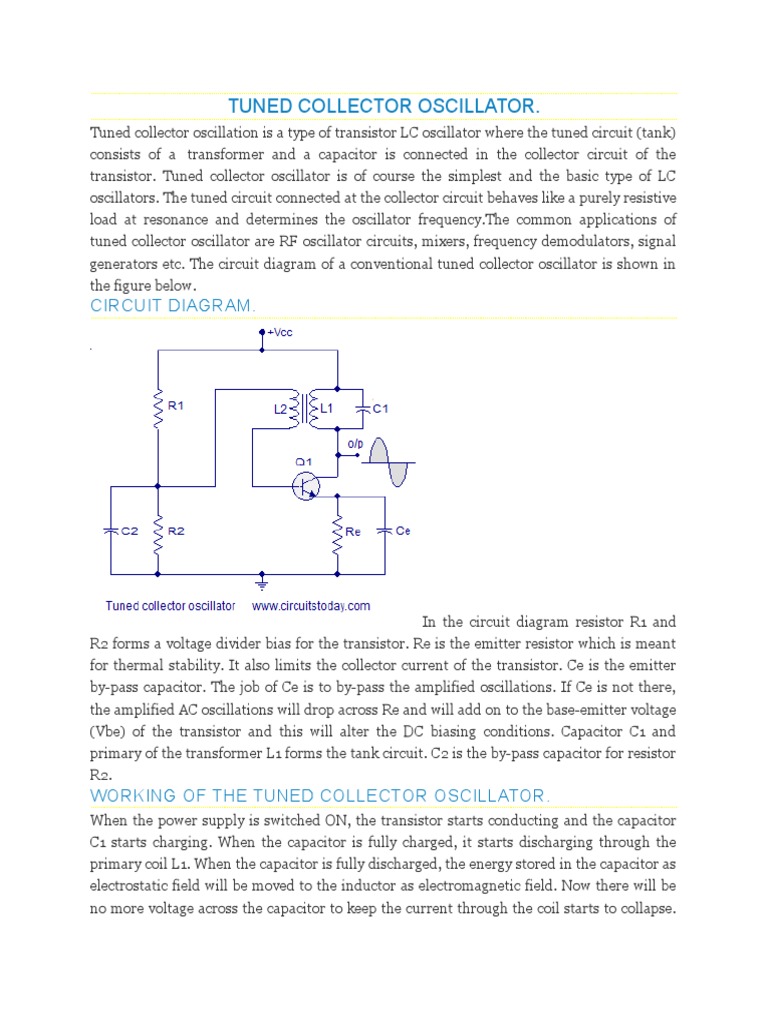 Tuned Collector Oscillator | PDF | Electronic Oscillator | Inductor
