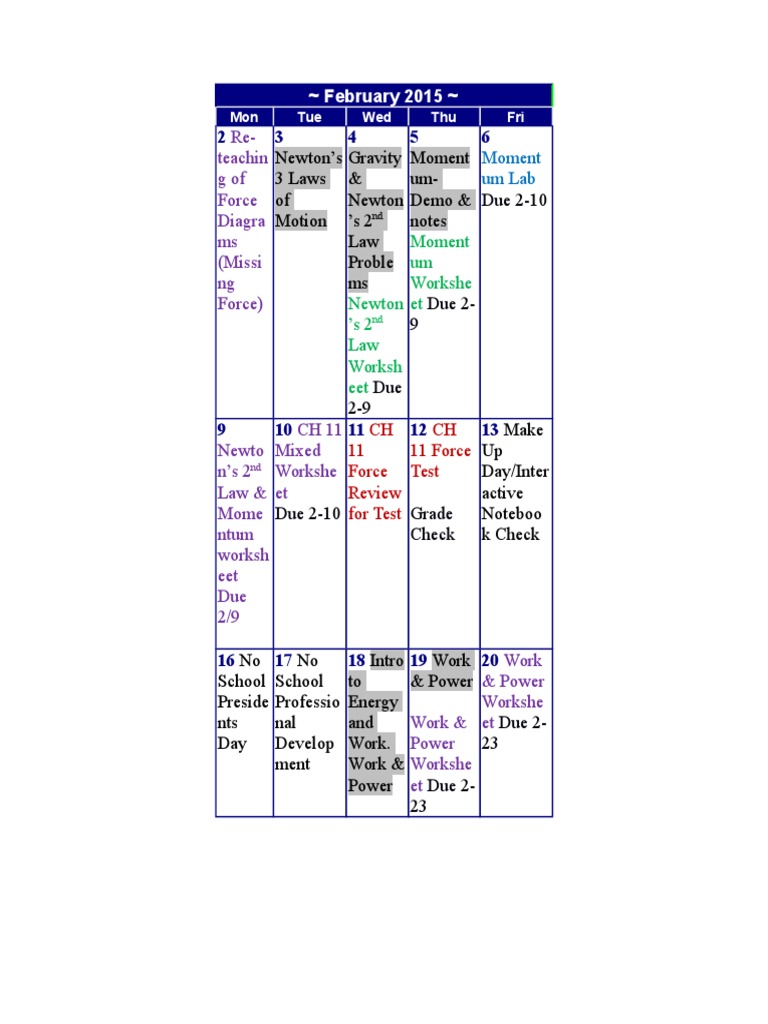 February-2015 Lesson Plans | PDF
