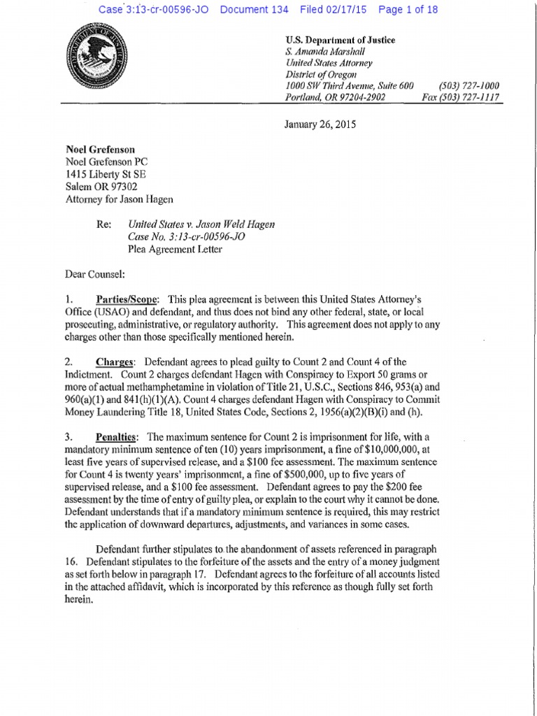 Plea Agreement Letter - Hammertime | United States Federal Sentencing ...