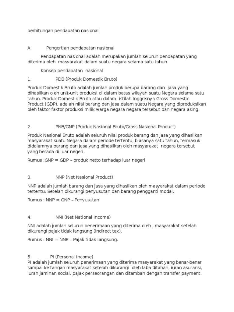 Rumus Pendapatan Nasional dan Metode Perhitungan | PDF