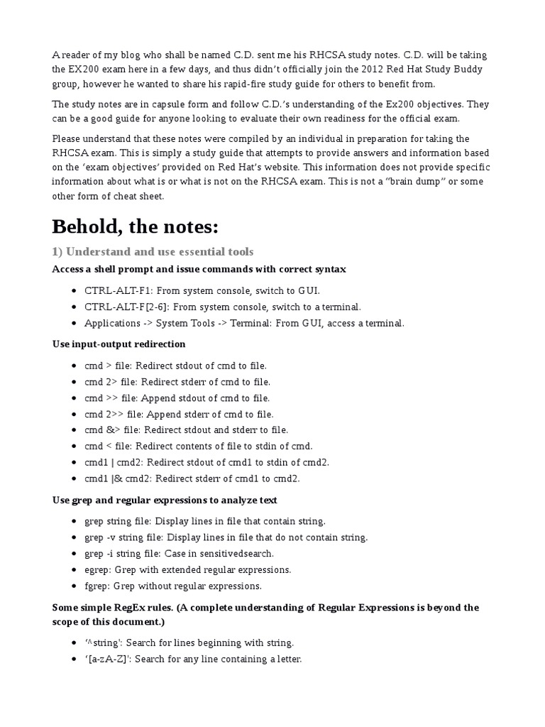 Rhcsa Cheatsheet | PDF | File System | Command Line Interface