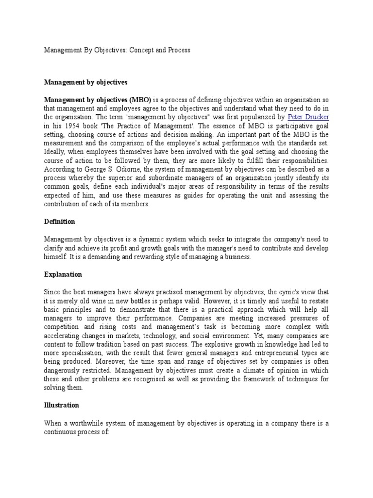 Management by Objectives | PDF | Business | Economies