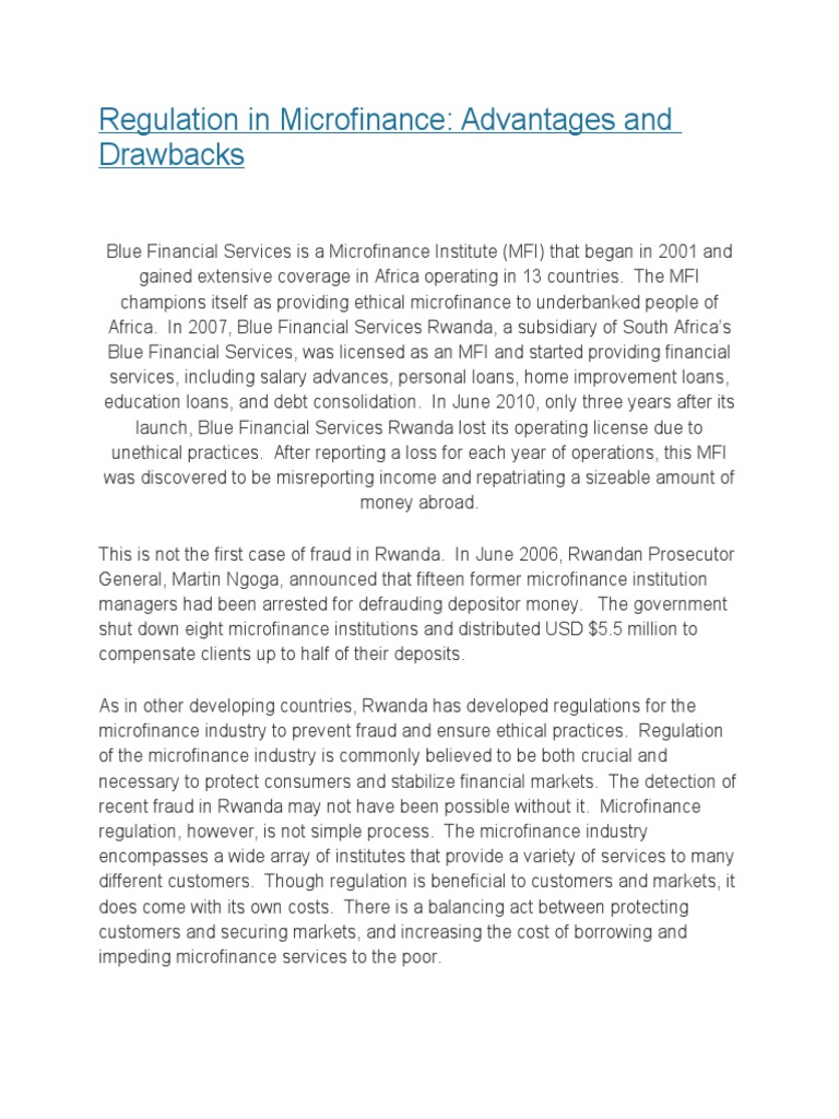 Regulation in Microfinancefgffg | PDF | Microfinance | Interest