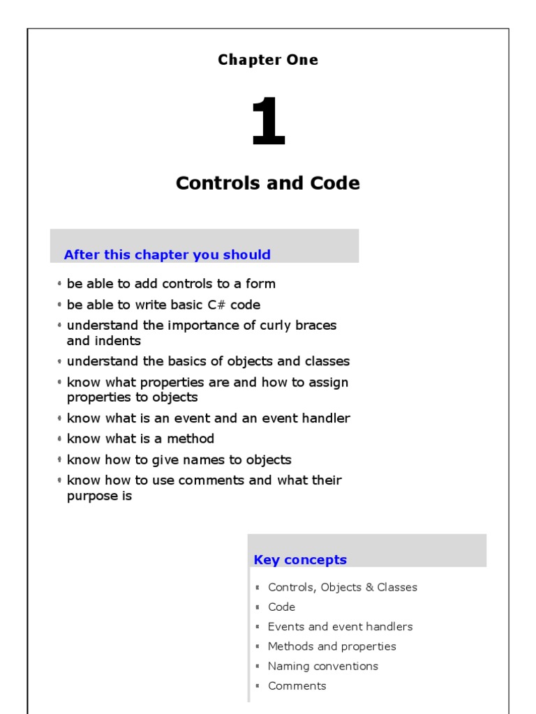 Be Sharp With C# (Chapter 1, Controls and Code) | PDF | Class (Computer Programming) | Microsoft ...