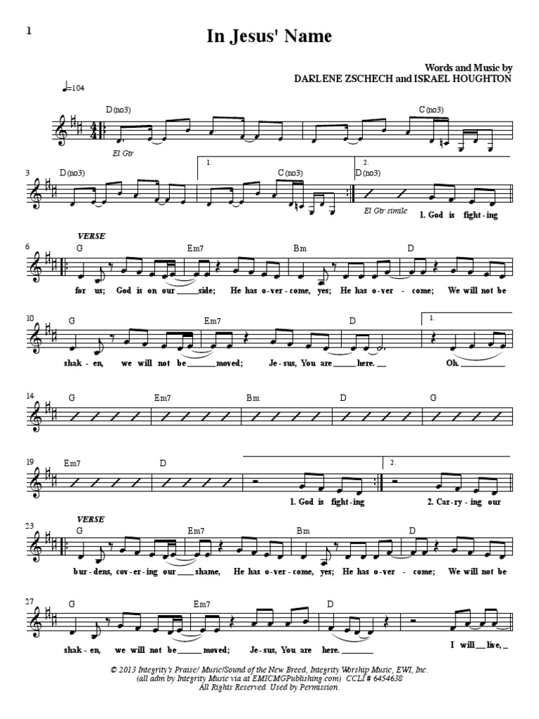 In Jesus Name Sheet Music | Download Free PDF | Religion And Belief ...