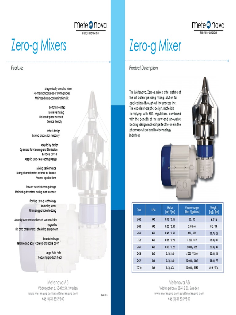 DS 001 Rev D ZG Mixer Datasheet | PDF | Bearing (Mechanical) | Science