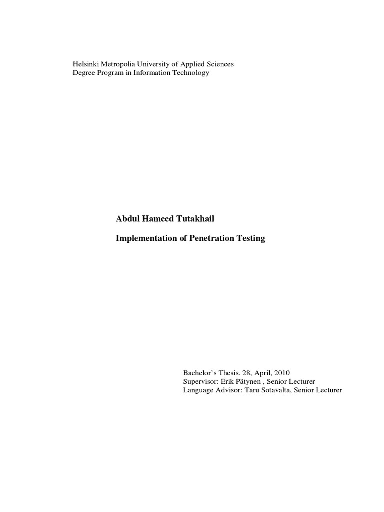 Implementation Of Penetration Testing Pdf Penetration Test