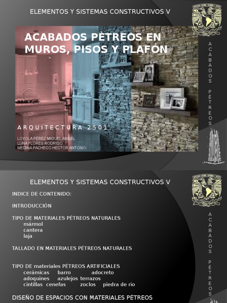 Materiales pétreos naturales y artificiales para acabados en ...