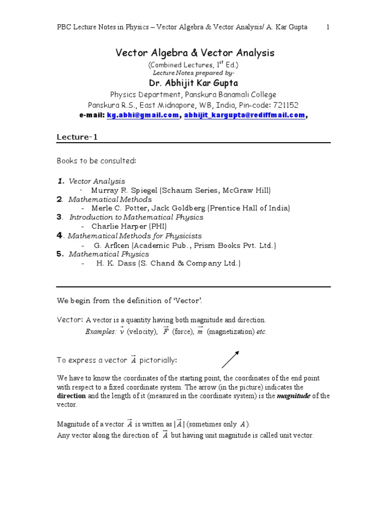 Physics Vector Analysis Guide | PDF | Euclidean Vector | Matrix (Mathematics)