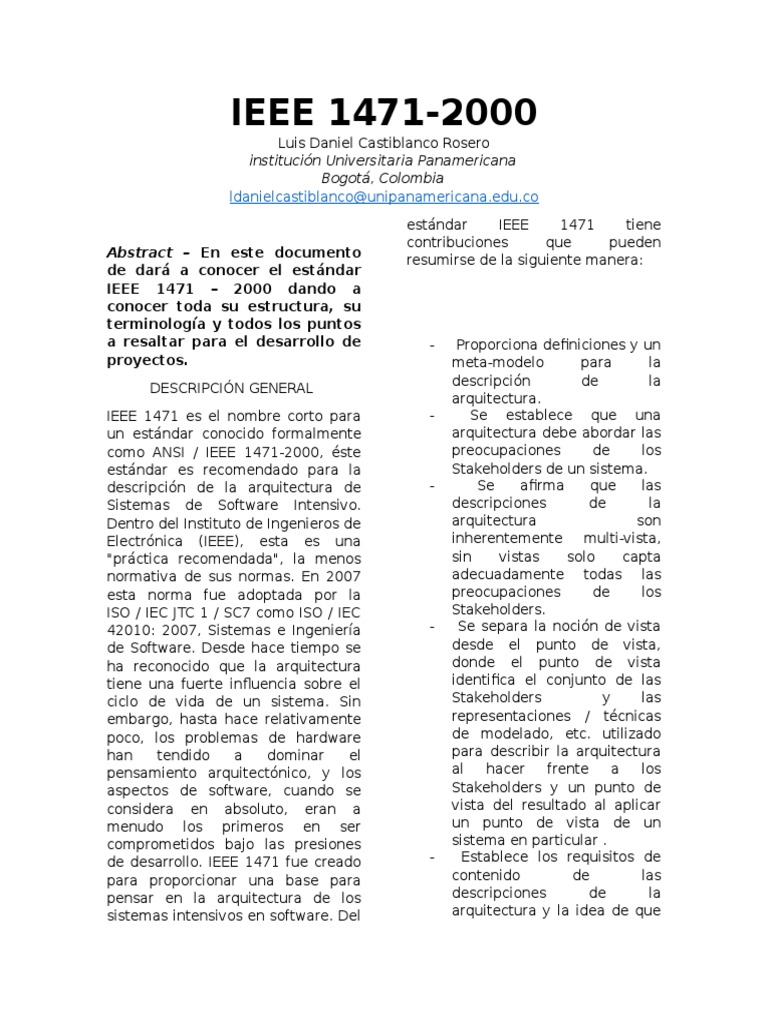 IEEE 1471: Arquitectura de Software | PDF | Organización internacional ...
