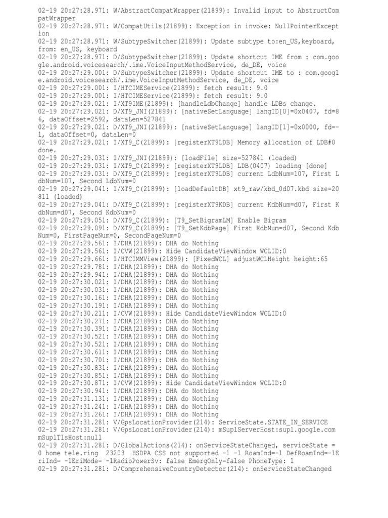 Android Connectivity and Configuration Logs | PDF | Java (Programming ...