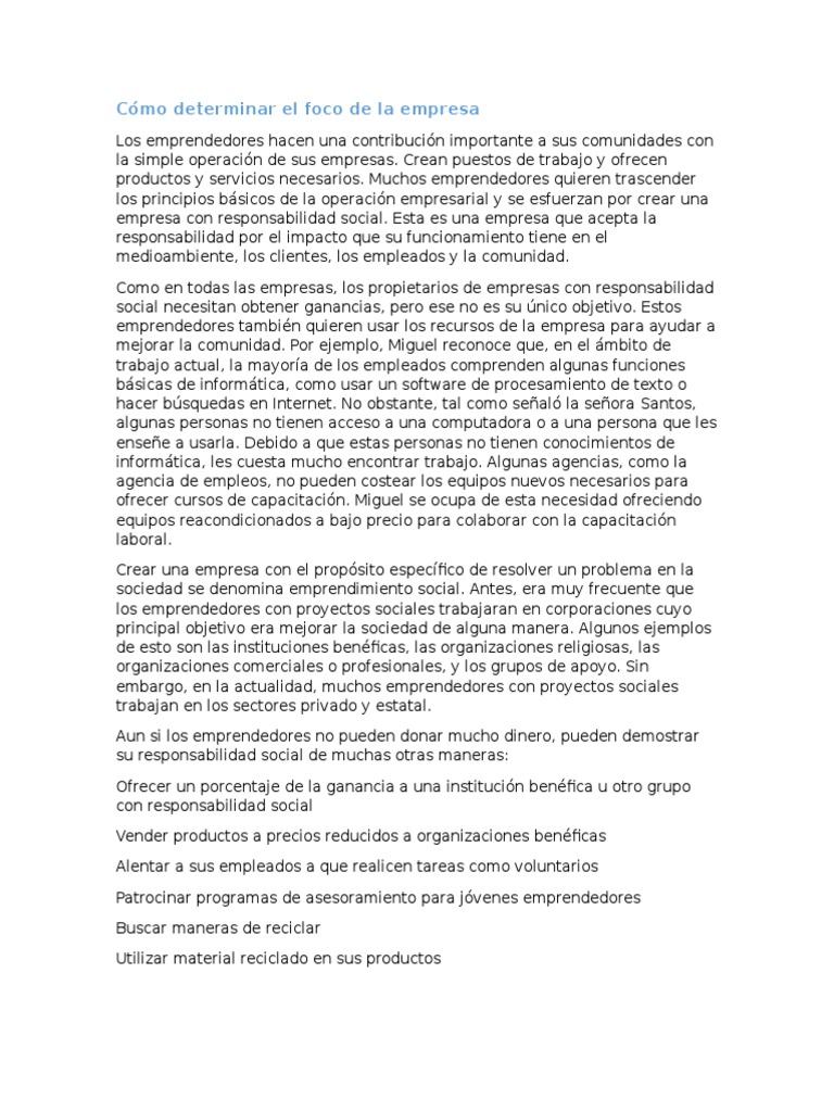 Definiendo el Foco Empresarial | PDF | Interés | Inversiones