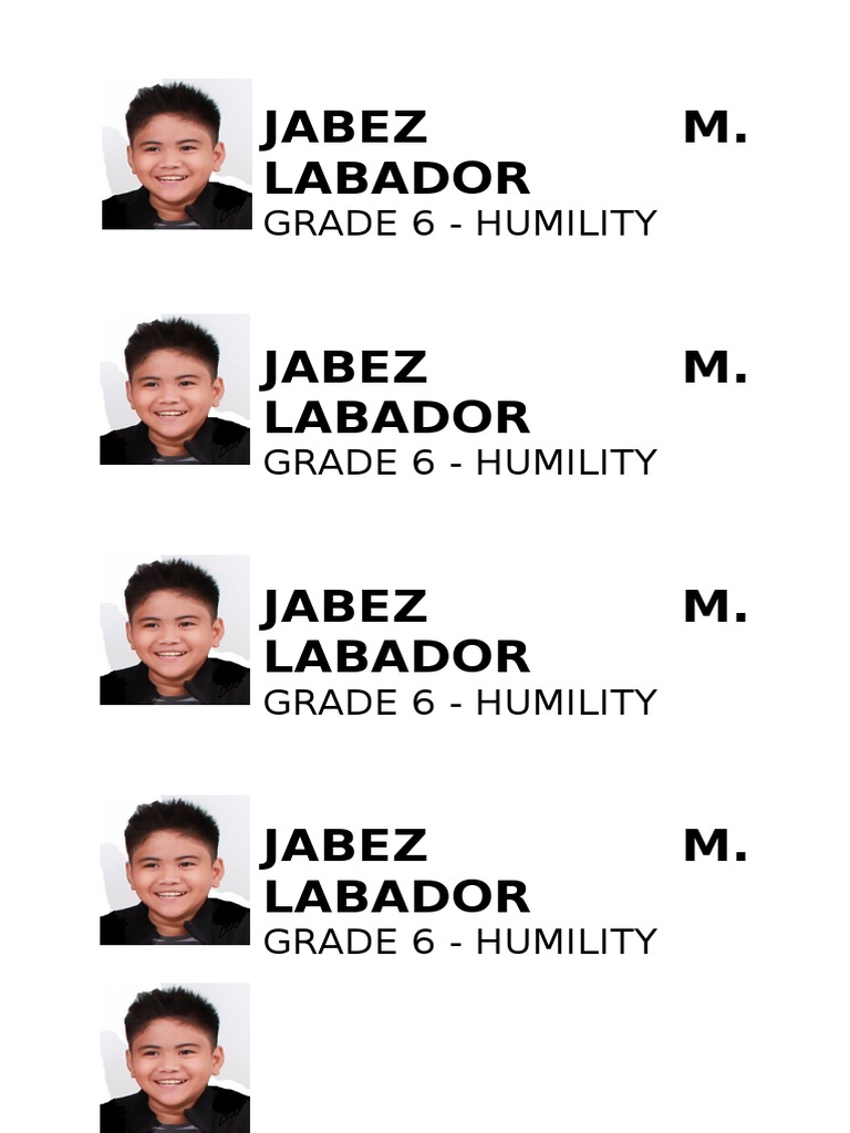 Jabez M. Labador: Grade 6 - Humility | PDF