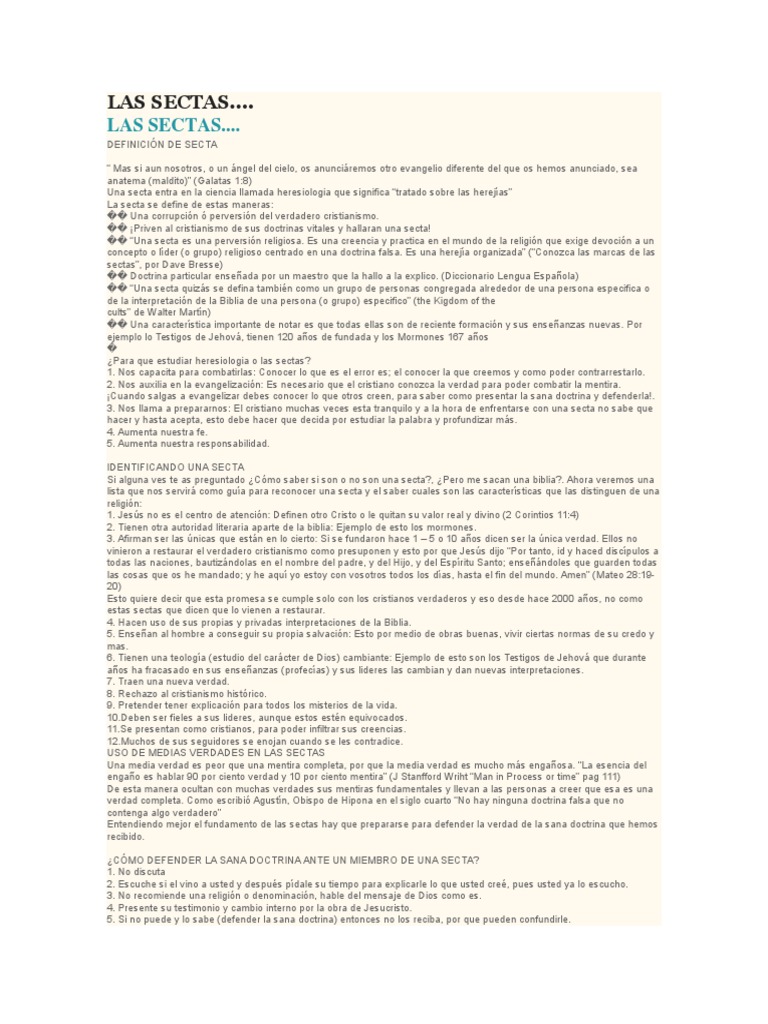 Las Sectas Pdf Secta Verdad
