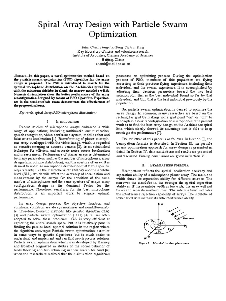 Spiral Array Design With Particle Swarm Optimization: Rilin Chen ...