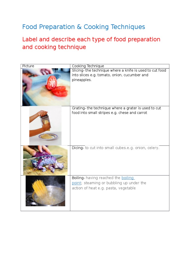 Food Preparation and Cooking Techniques | PDF | Cooking | French Fries