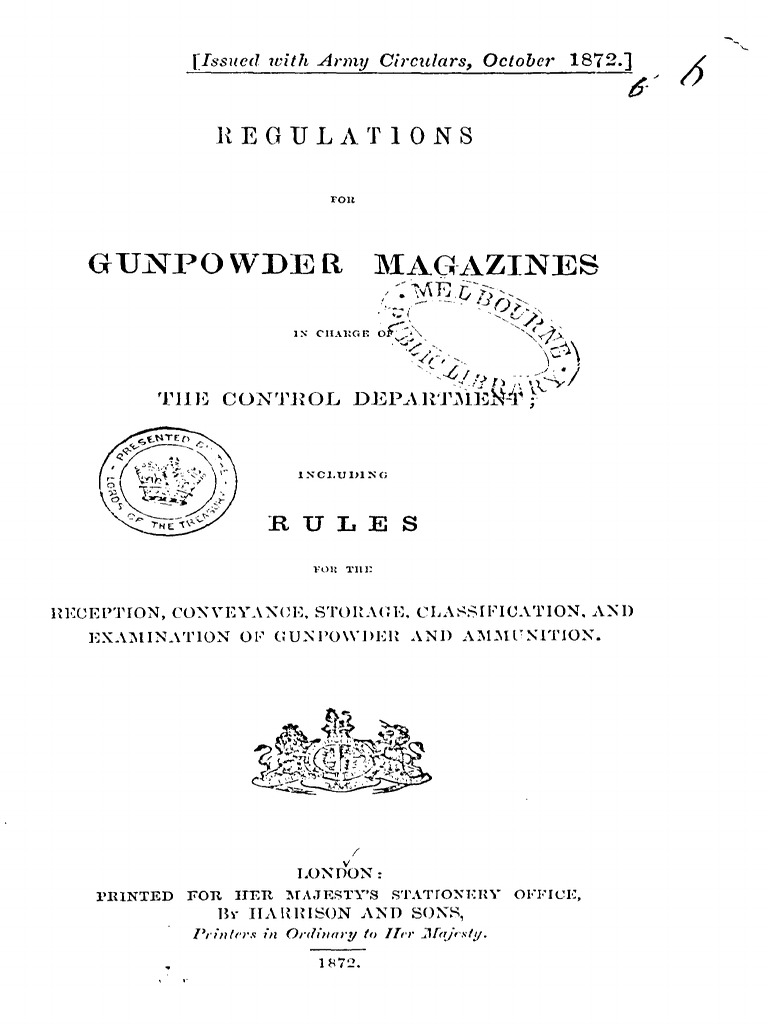 Regs Gunpowder Magazines | PDF | Gunpowder | Shell (Projectile)