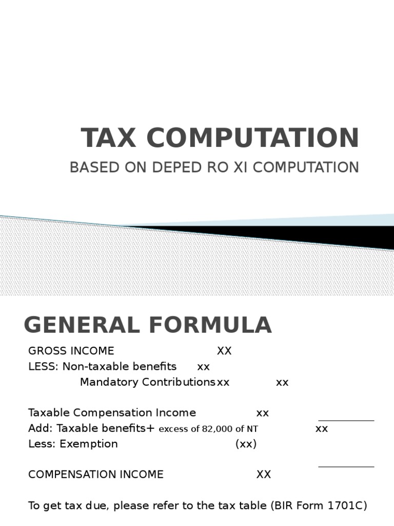 Tax Computation: Based On Deped Ro Xi Computation | PDF