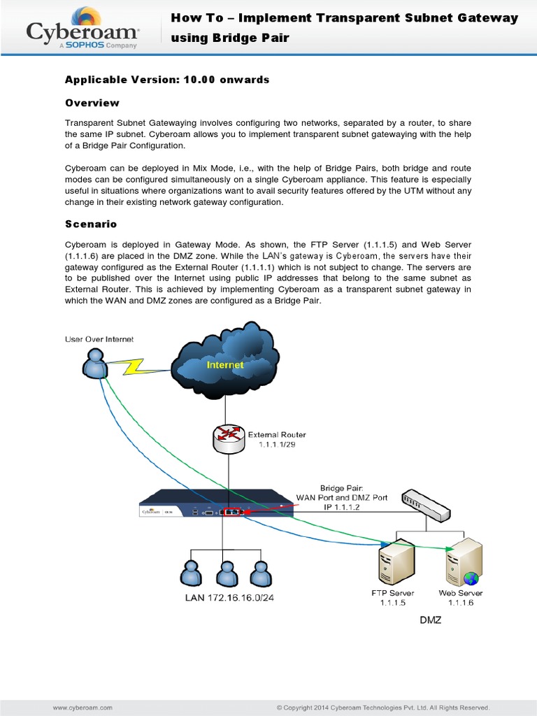 How To Implement Transparent Subnet Gateway Using Bridge Pair | PDF | Gateway ...