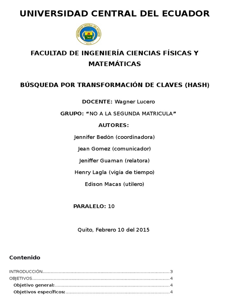 Documento Claves Hash | PDF | Algoritmos | Áreas de informática