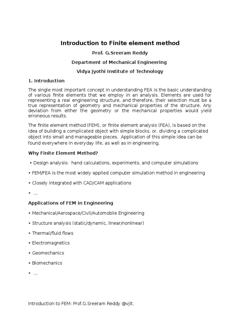 Introduction To Finite Element Method | PDF | Finite Element Method | Truss