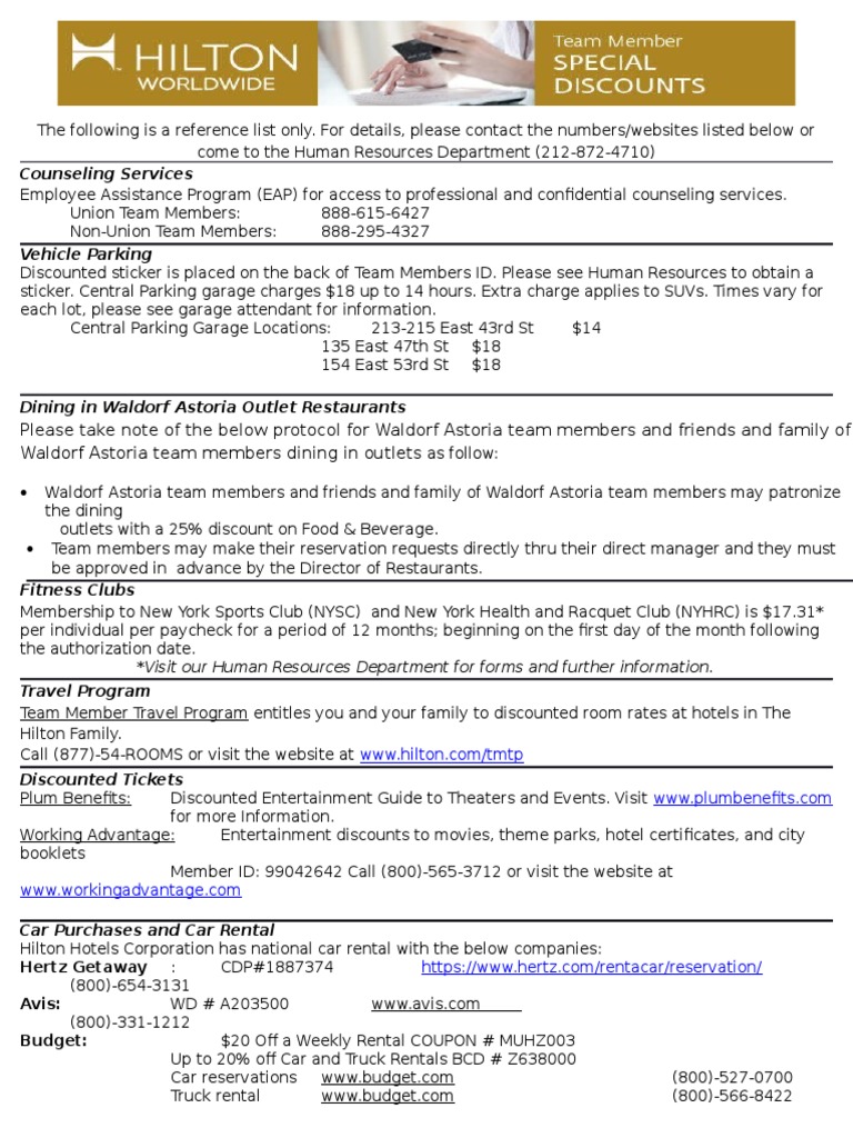 Hilton Employee Benefits Overview | PDF | Hilton Worldwide | Business