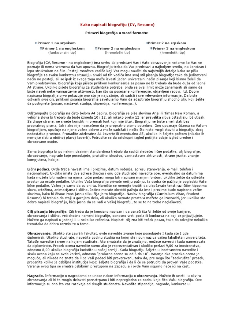 Kako Napisati CV | PDF