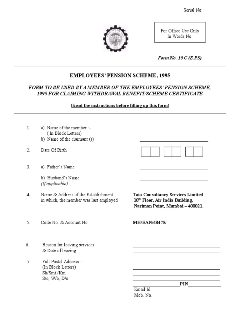 Form 10C - New (EPS) | Cheque | Service Industries