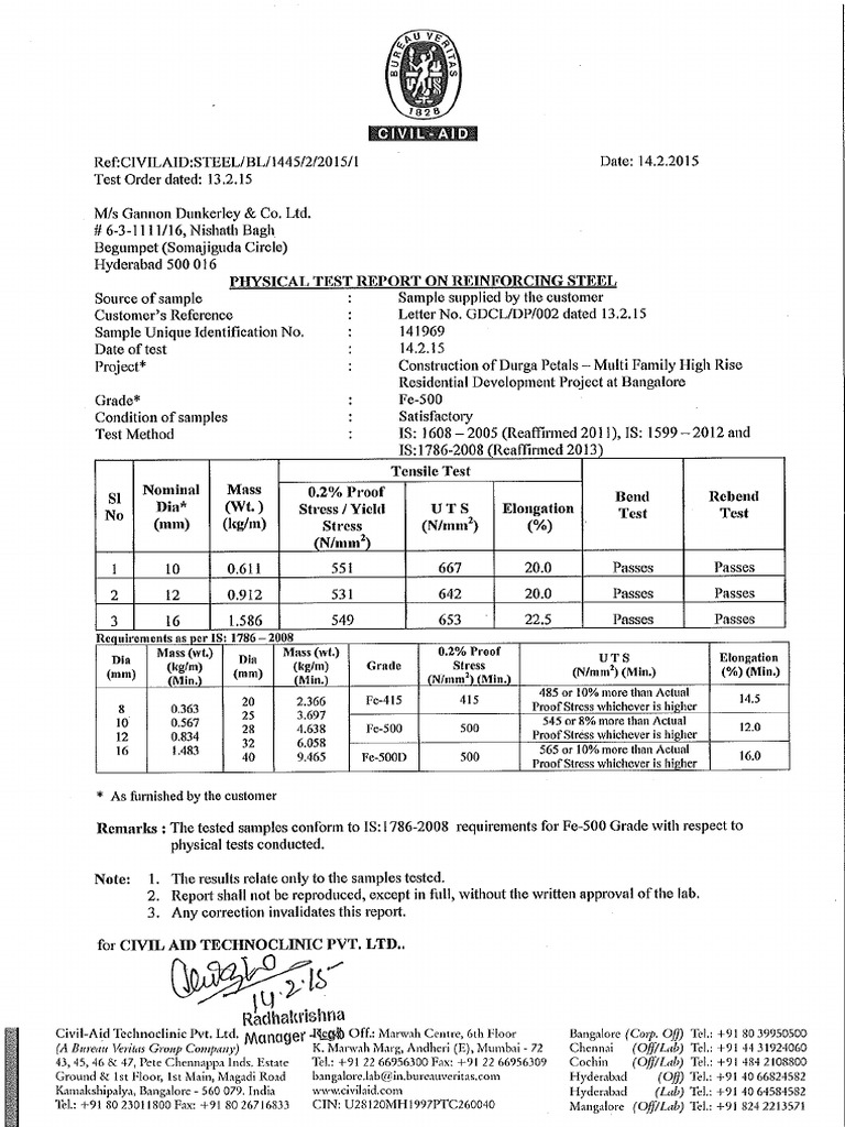 Steel Test Report | PDF