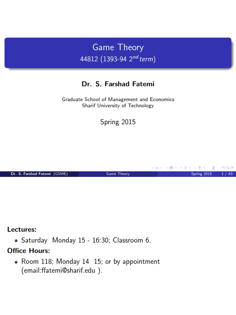 Game Theory 93 2 Slide01 | PDF | Game Theory | Economics Of Uncertainty