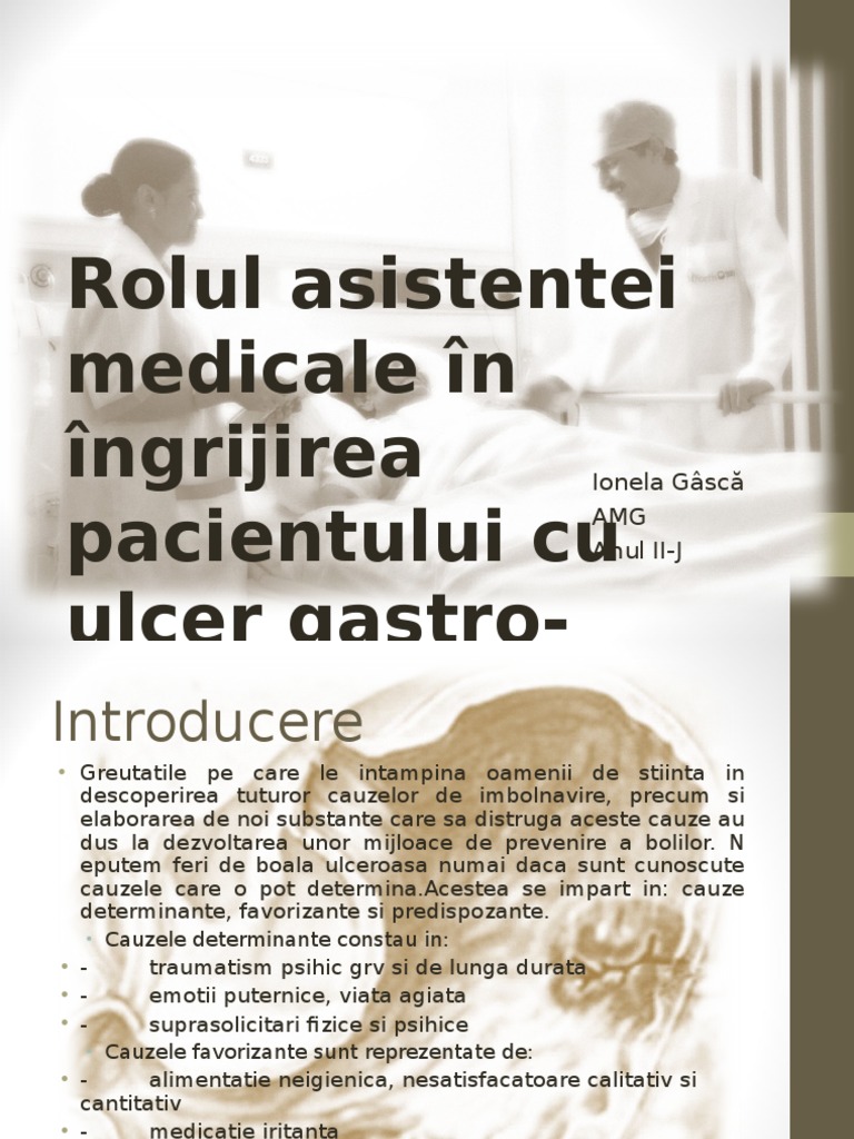 Rolul Asistentei Medicale in Ingrijirea Pacientului Cu Ulcer Gastric | PDF