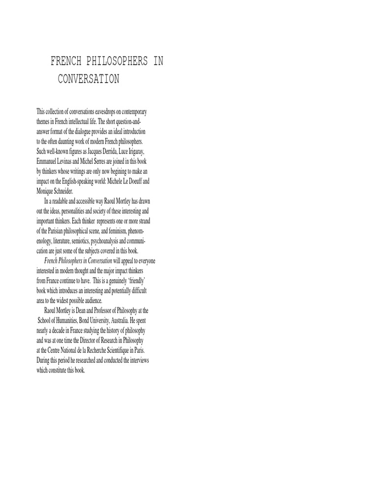 French Philosophers in Conversation | PDF | Martin Heidegger | Edmund ...