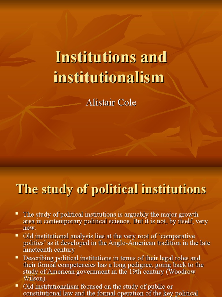 Institutions and Institutionalism | PDF | Rationality | Sociology