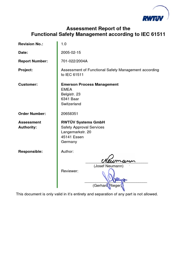 Safety Management System EMA Report TUV | PDF | Verification And ...