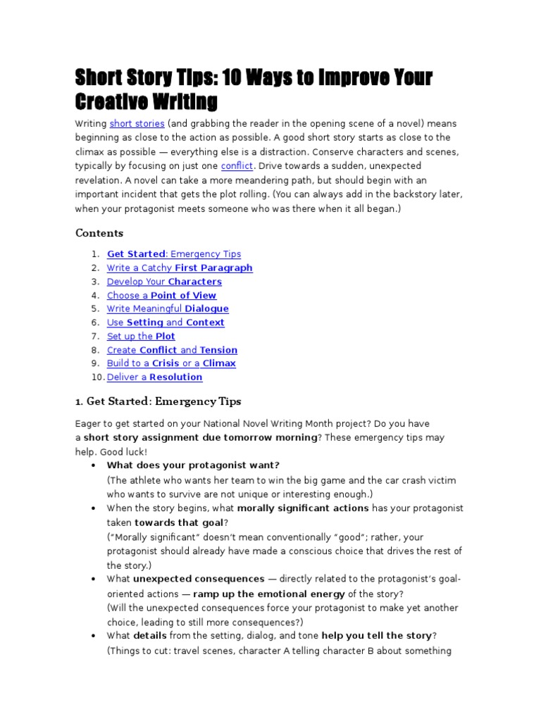 Short Story Tips | PDF | Plot (Narrative) | Narration