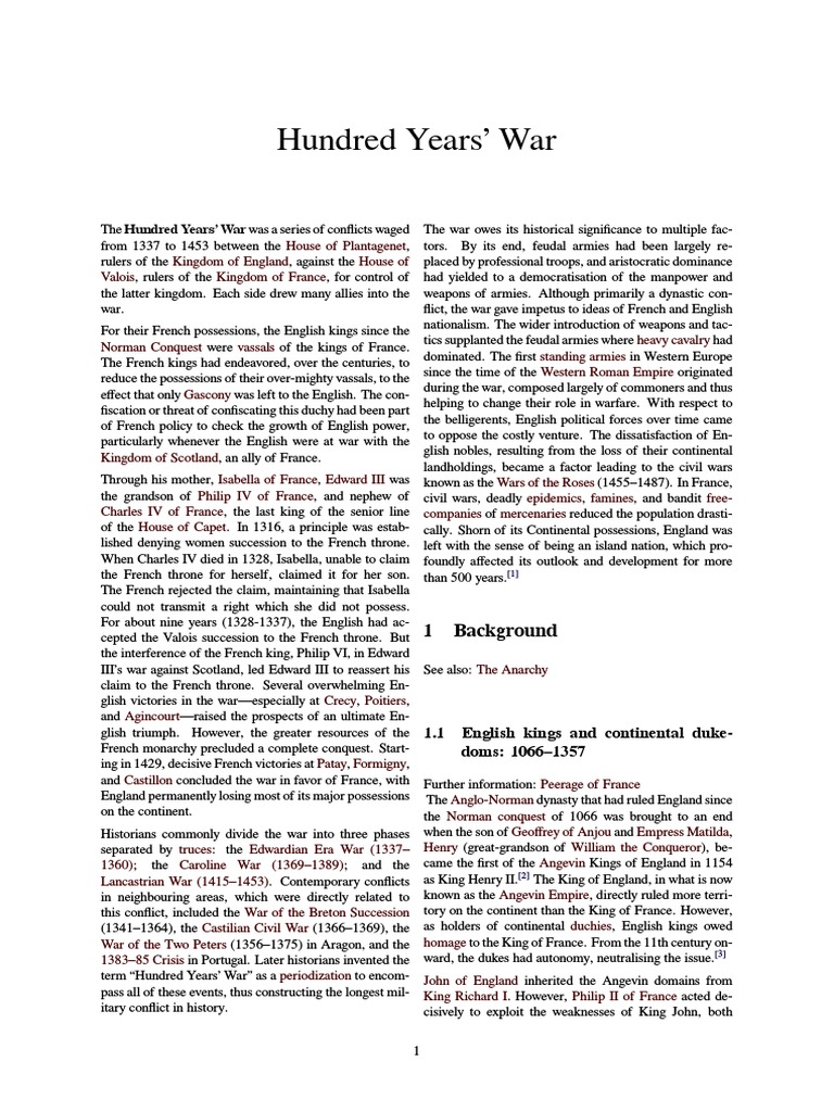 Hundred Years' War | PDF | Foreign Relations Of England | Late Middle Ages