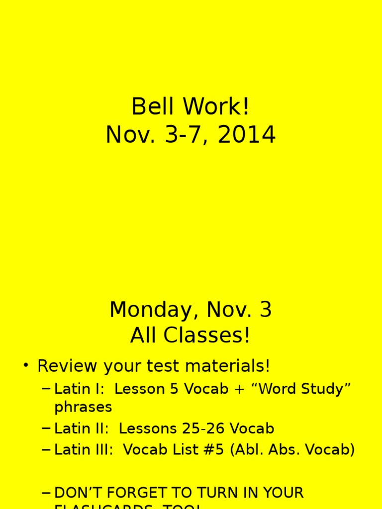 Bell Worknov3 7 | PDF | Language Arts & Discipline | Foreign Language ...