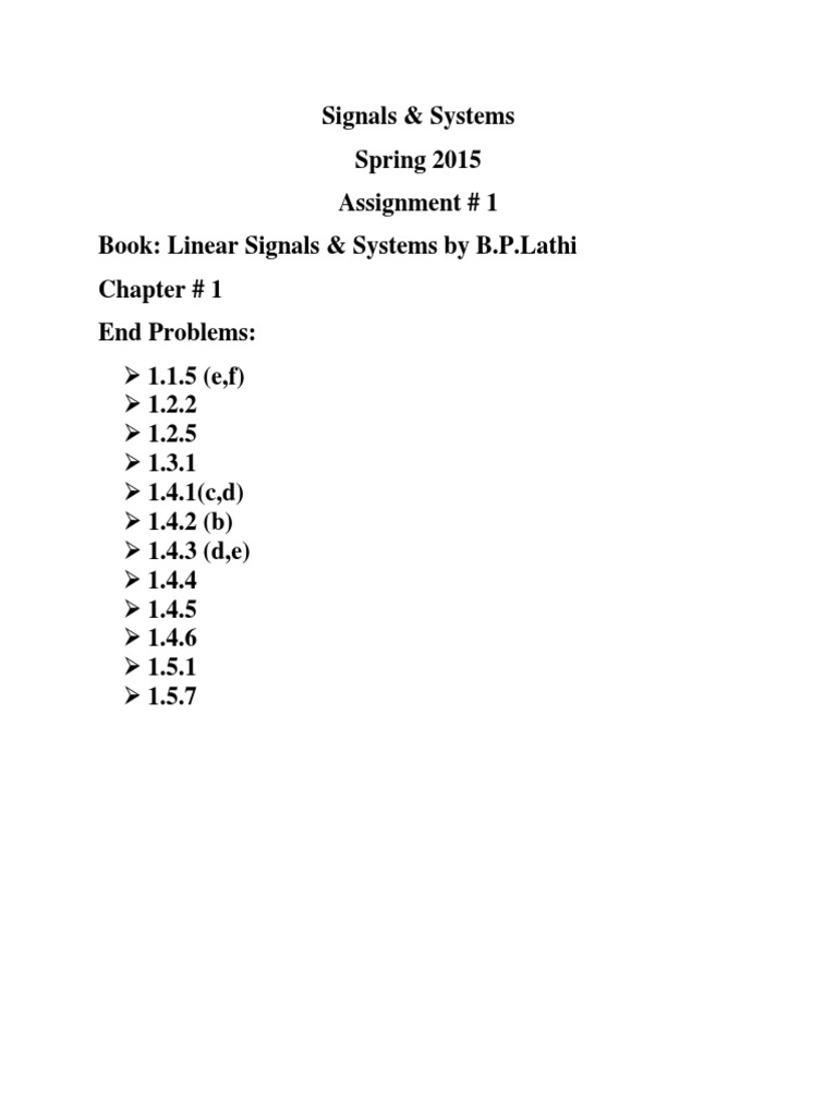 Signals and System Assignment#1 | PDF | Computers | Technology ...