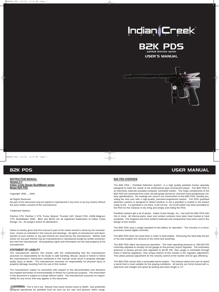 Bushmaster B2K Manual | PDF | Valve | Manufactured Goods